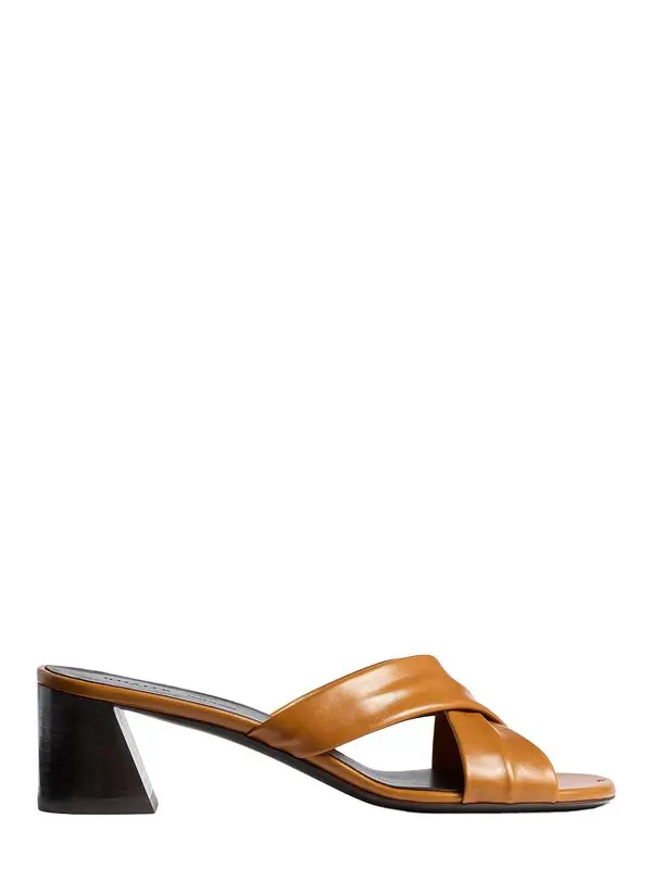 Khaite Liria Sandal In Glazed Leather - Cuoio