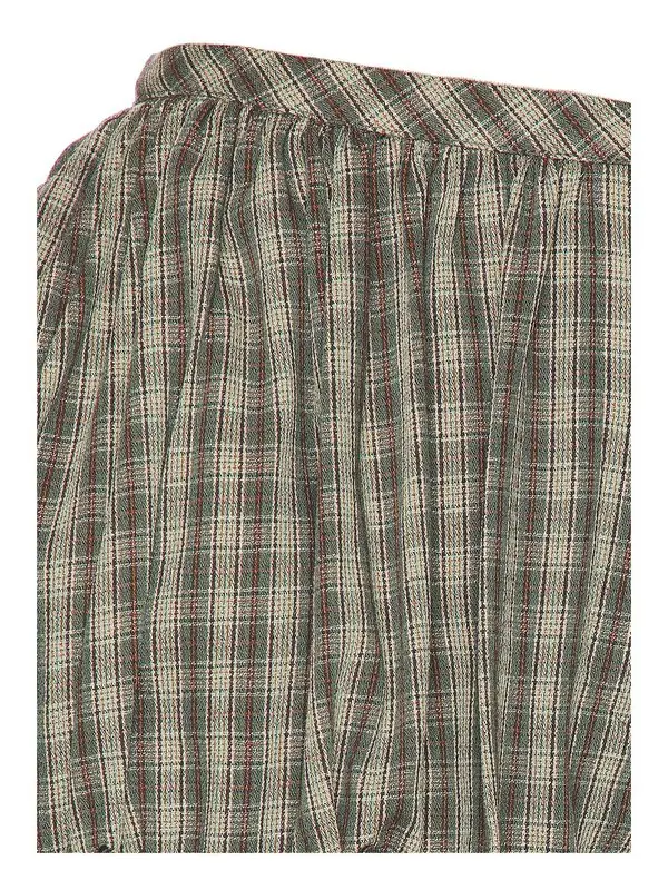 HELSA Novelty Puff Shorts - Green & Brown Plaid