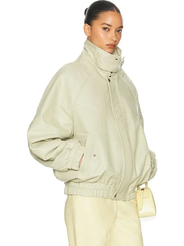 HELSA Oversized Leather Bomber - Dusty Yellow