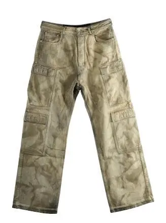 Rick Owens Pantaloni In Denim Double Cargo Jeans - Dust