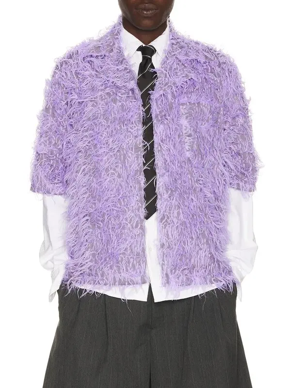 CHARLES JEFFREY Shaggy Hawaiian Shirt In Lavender - Lilac