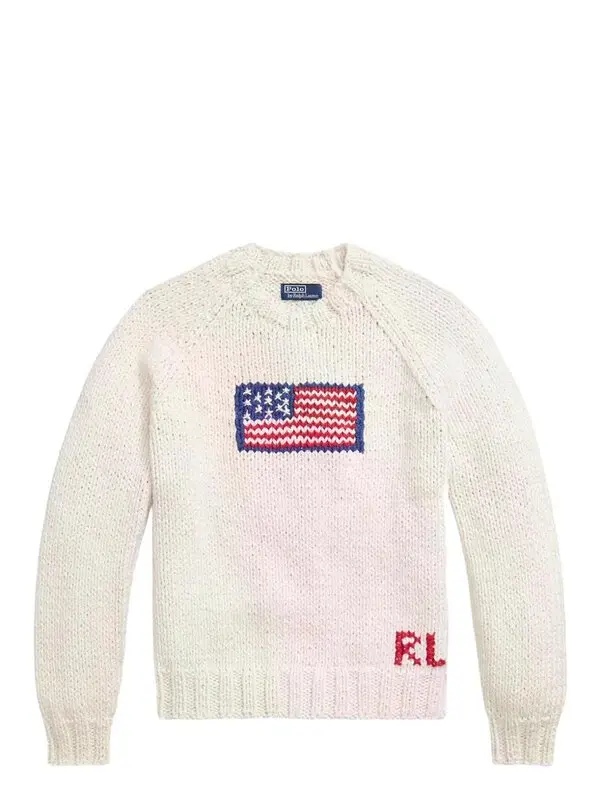Polo Ralph Lauren Flag Intarsia Chunky-knit Sweater - Neutrals