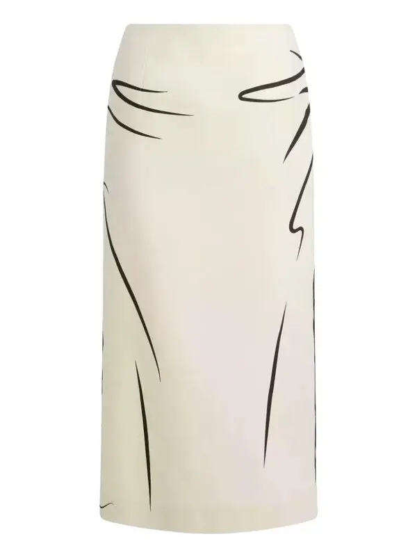 Moschino Printed Cotton Midi Skirt - White