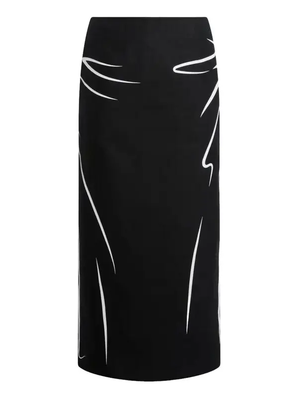 Moschino Printed Cotton Midi Skirt - Black