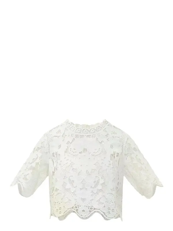 Michael Kors Lace-embroidered Cropped T-shirt - White
