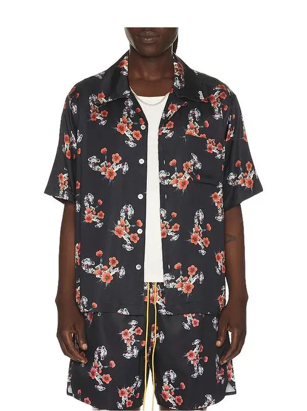 Rhude Turbo Floral Button-up Shirt In . Also - Black