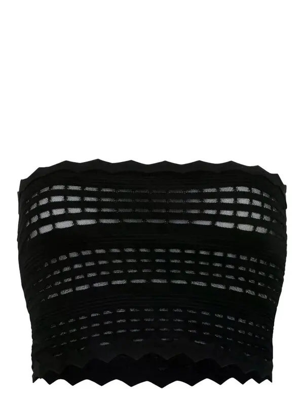 GENNY Scalloped Knitted Top - Black