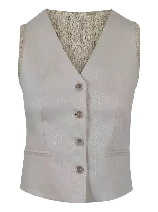 Max Mara Cable-knit Panelled Waistcoat - Neutrals
