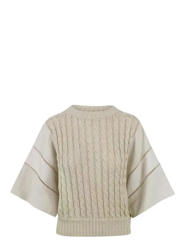 Max Mara Cable-knit Panelled Sweater - Neutrals