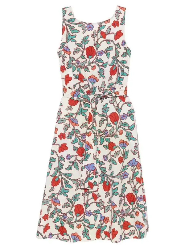 PENNYBLACK Floral-print Belted Midi Dress - Neutrals