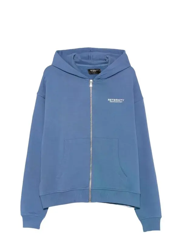 RETERNITY Logo-print Zip-up Hoodie - Blue