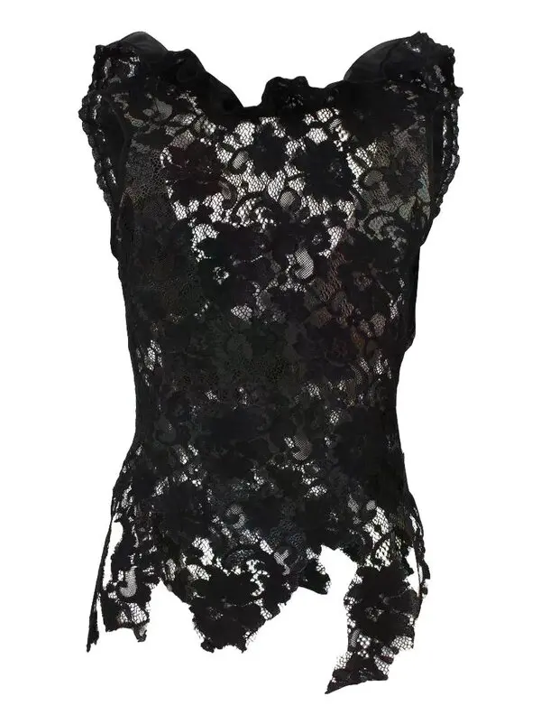 Giuseppe Di Morabito Ruffled Lace Top - Black