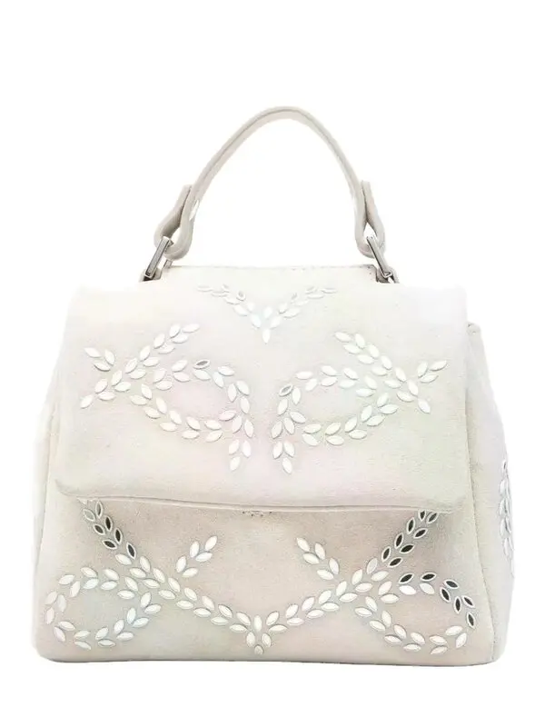 ORTIGNI Mirror-embellished Suede Tote - Neutrals