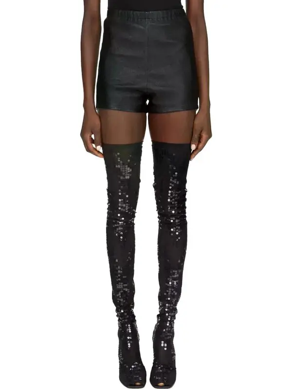 Rick Owens Line Lilies High-waist Leather Shorts - White
