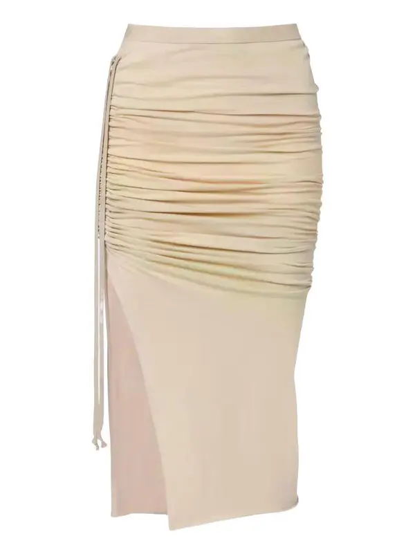 Rick Owens Edfu Ruched Side-slit Midi Skirt - Neutrals