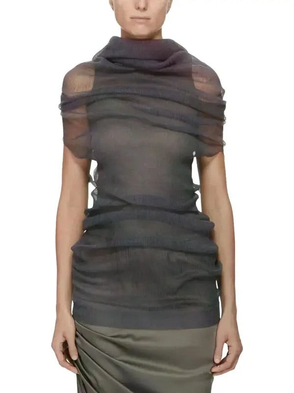 Rick Owens Draped Semi-sheer Blouse - Grey