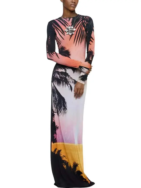 Rabanne Thunderstorm-printed Maxi Dress - Black