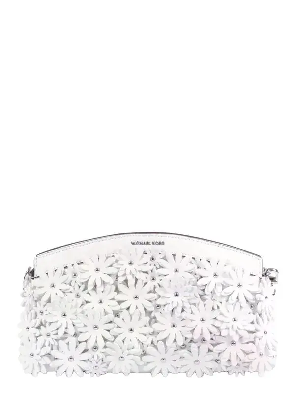Michael Kors Floral Appliqué Shoulder Bag - White
