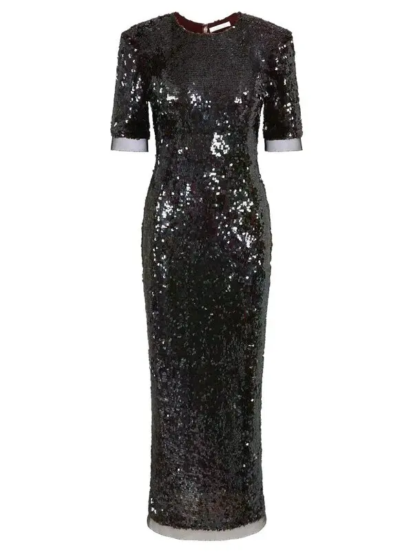 Rachel Gilbert Kaia Sequin Sleeve Dress - Black