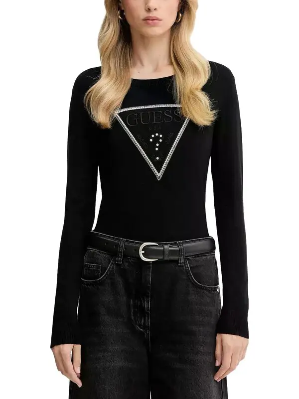 Guess Embellished Logo Sweater - Black