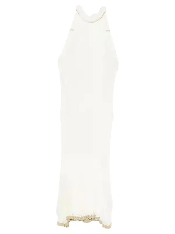 Alberta Ferretti Pleated Halter-neck Midi Dress - Neutrals