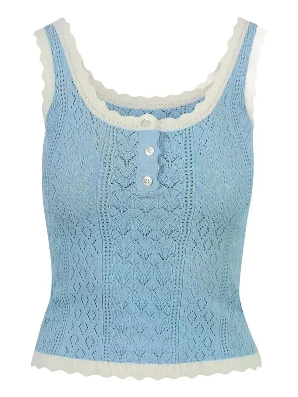 Sea Georgia Scalloped-trim Top - Blue