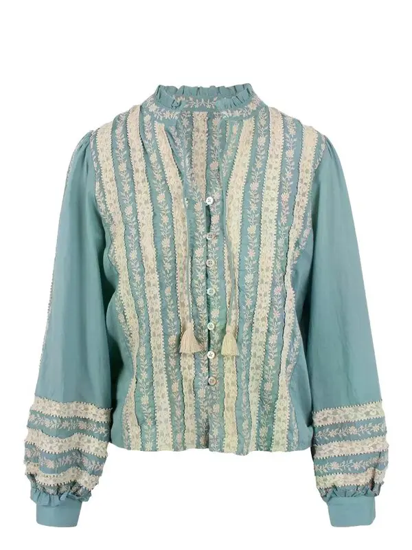 Sea Kirsten Lace-trim Embroidered Blouse - Blue