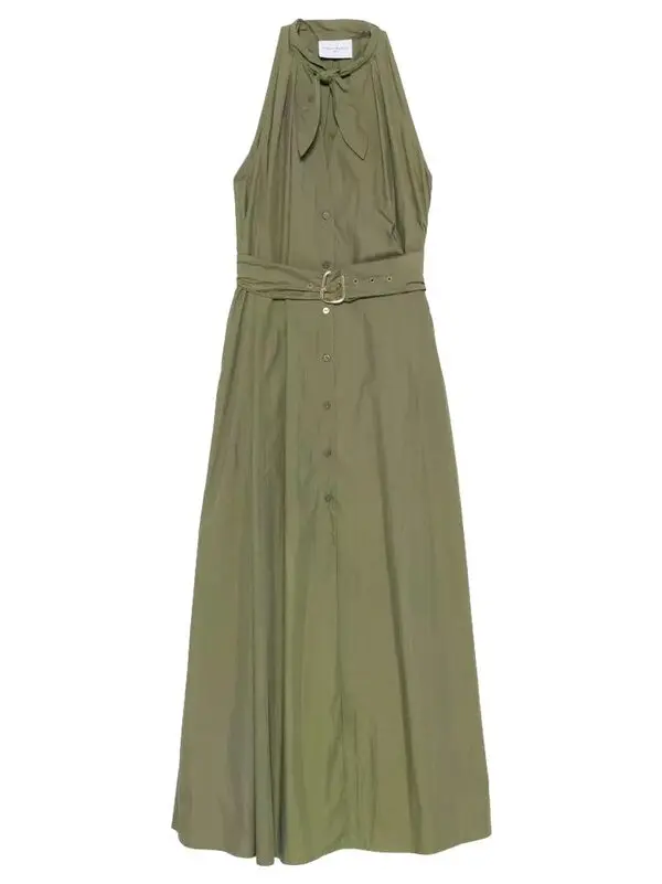 ISABELLE BLANCHE Belted Tie-neck Maxi Dress - Green