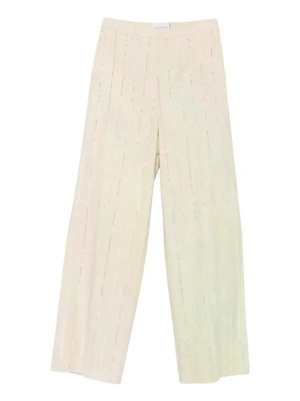 ISABELLE BLANCHE Sequin-embellished Pinstripe Trousers - Neutrals
