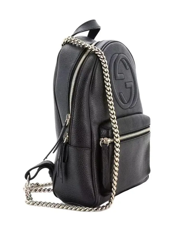 Gucci Soho Chain Leather Backpack - Black