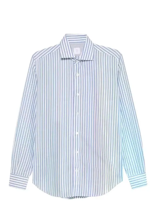 Eleventy Vertical-stripe Spread-collar Shirt - White
