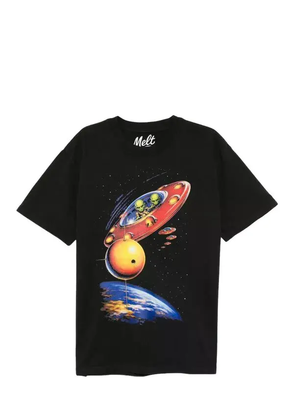 MELT Graphic-print Cotton T-shirt - Black