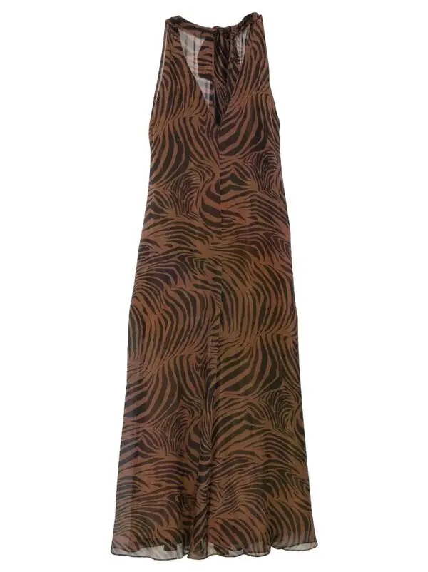 Max Mara Zebra-print Maxi Dress - Brown