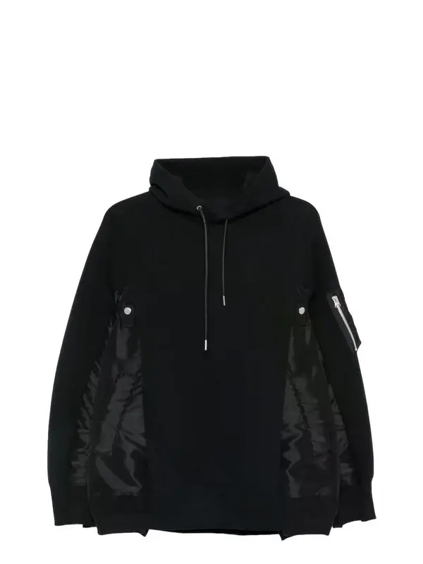 Sacai Panelled Zip-pocket Hoodie - Black