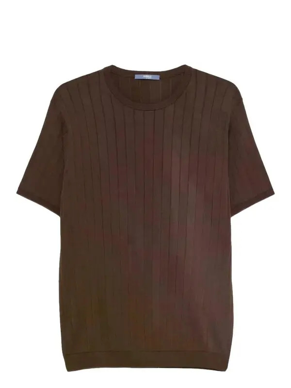 PEOPLE OF SHIBUYA Ribbed Short-sleeve T-shirt - Brown
