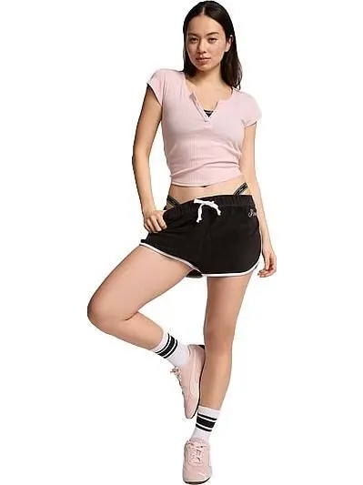 Pink Terry Cover-up Shorts - Black
