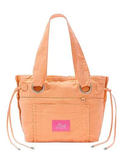 Pink Canvas Flat-bottom Tote Bag - Orange