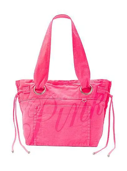 Pink Canvas Flat-bottom Tote Bag - Pink