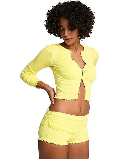Pink Anywear Foldover Shorts - Yellow