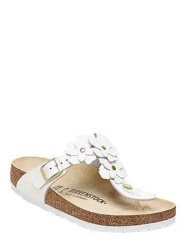 Pink Birkenstock Gizeh Flower Appliqué Sandals - White,ivory