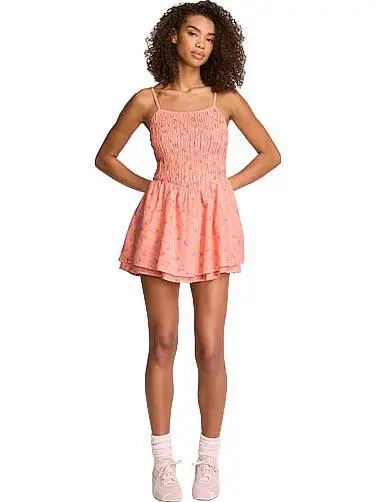 Pink Flirty Fit Smocked Mini Dress - Floral