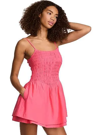 Pink Flirty Fit Smocked Mini Dress - Pink