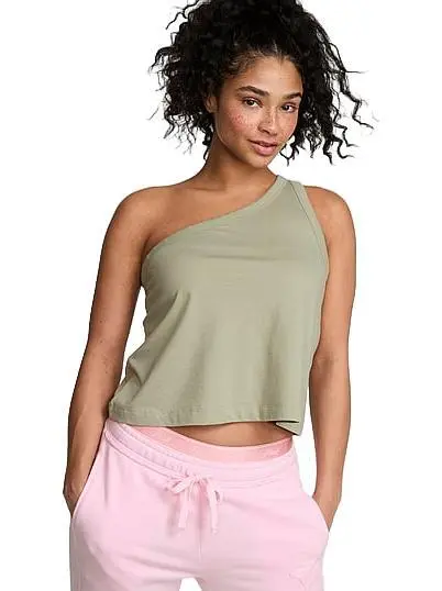 Pink Dream Jersey One-shoulder Tank Top - Green