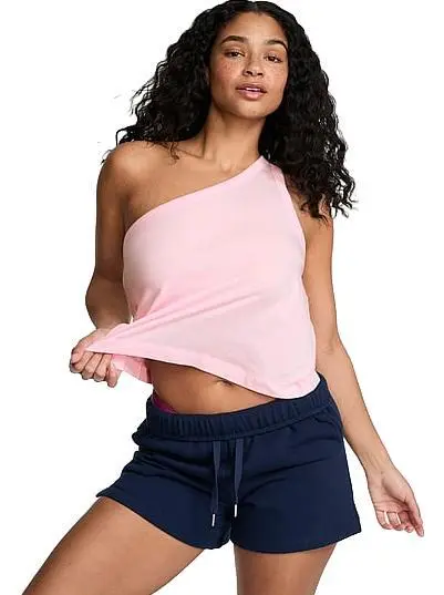 Pink Dream Jersey One-shoulder Tank Top - Pink