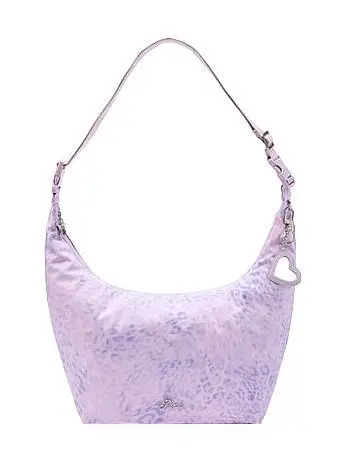 Pink Satin Nylon Hobo Bag - Print