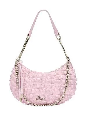 Pink Crescent Ruched Shoulder Bag - Pink