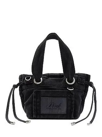 Pink Canvas Mini Tote Bag - Black