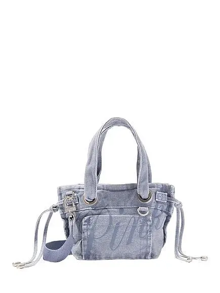 Pink Canvas Mini Tote Bag - Blue