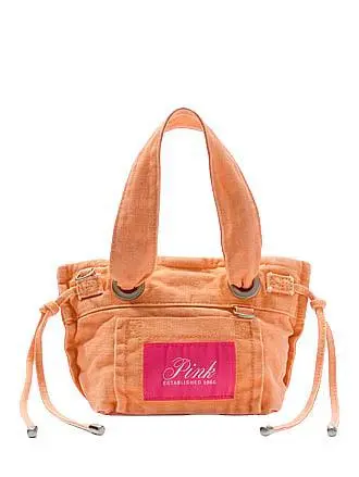 Pink Canvas Mini Tote Bag - Orange