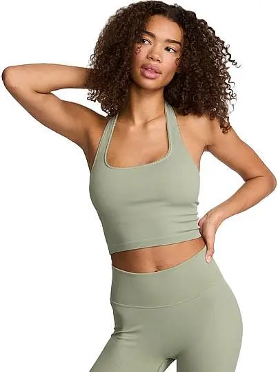 Pink Anywear Halter Cropped Tank - Green